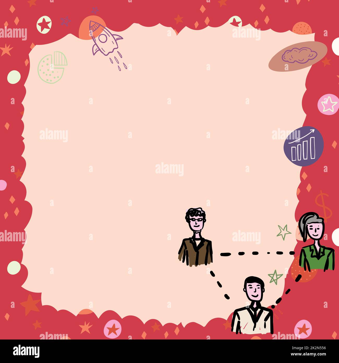 Blank frame decorated with colorful stars and business financial ...