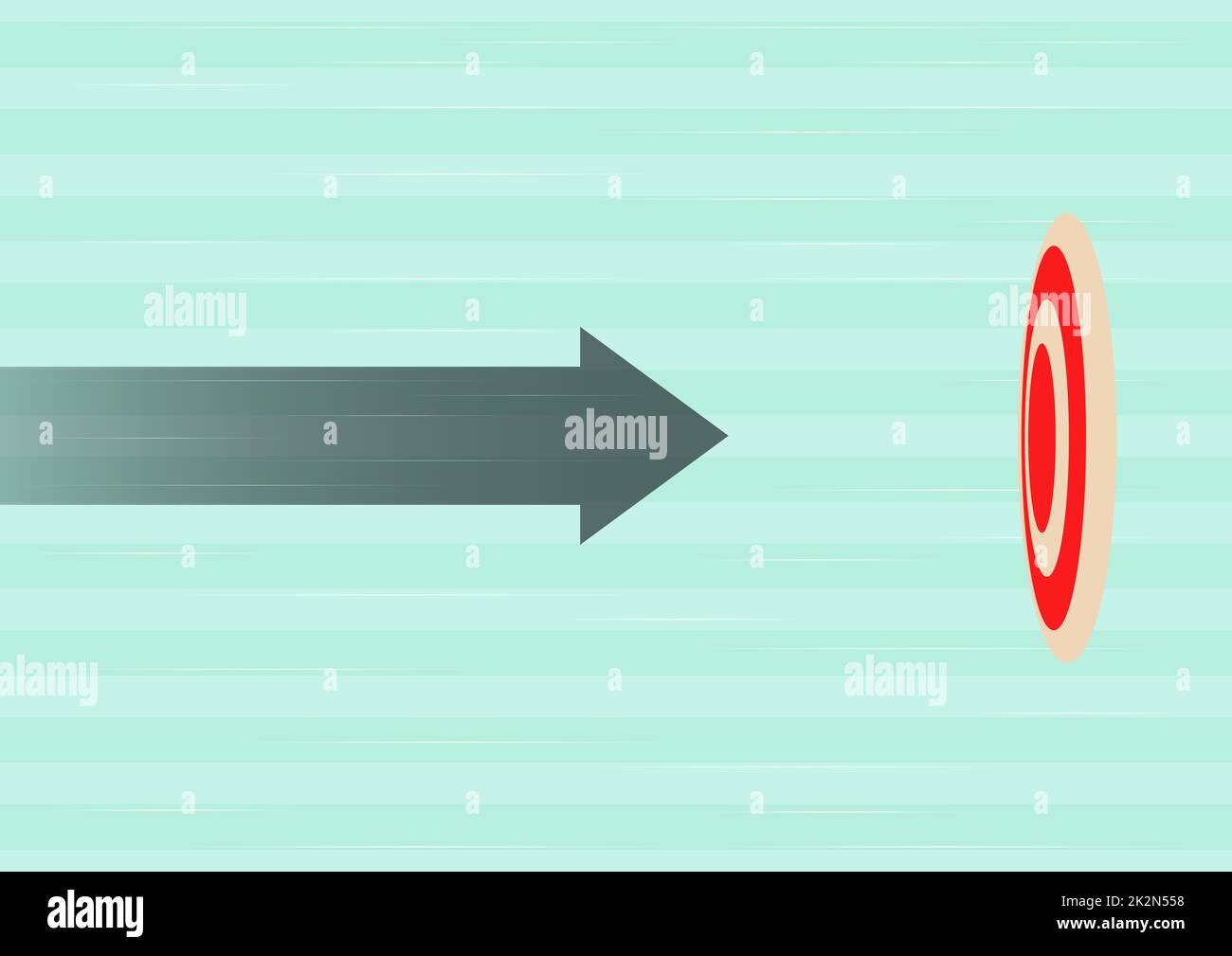 Arrow moving quickly towards aim target representing achieving goal ...