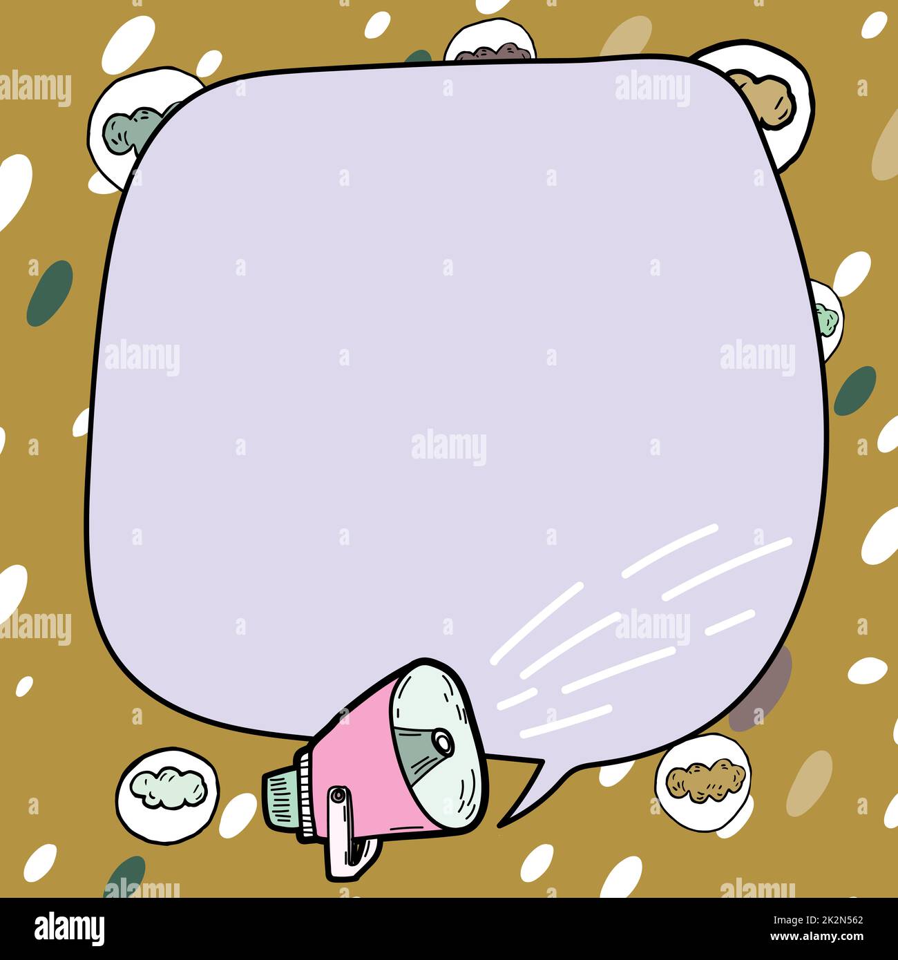 Poster decorated with speech symbols on edges representing speaker ...