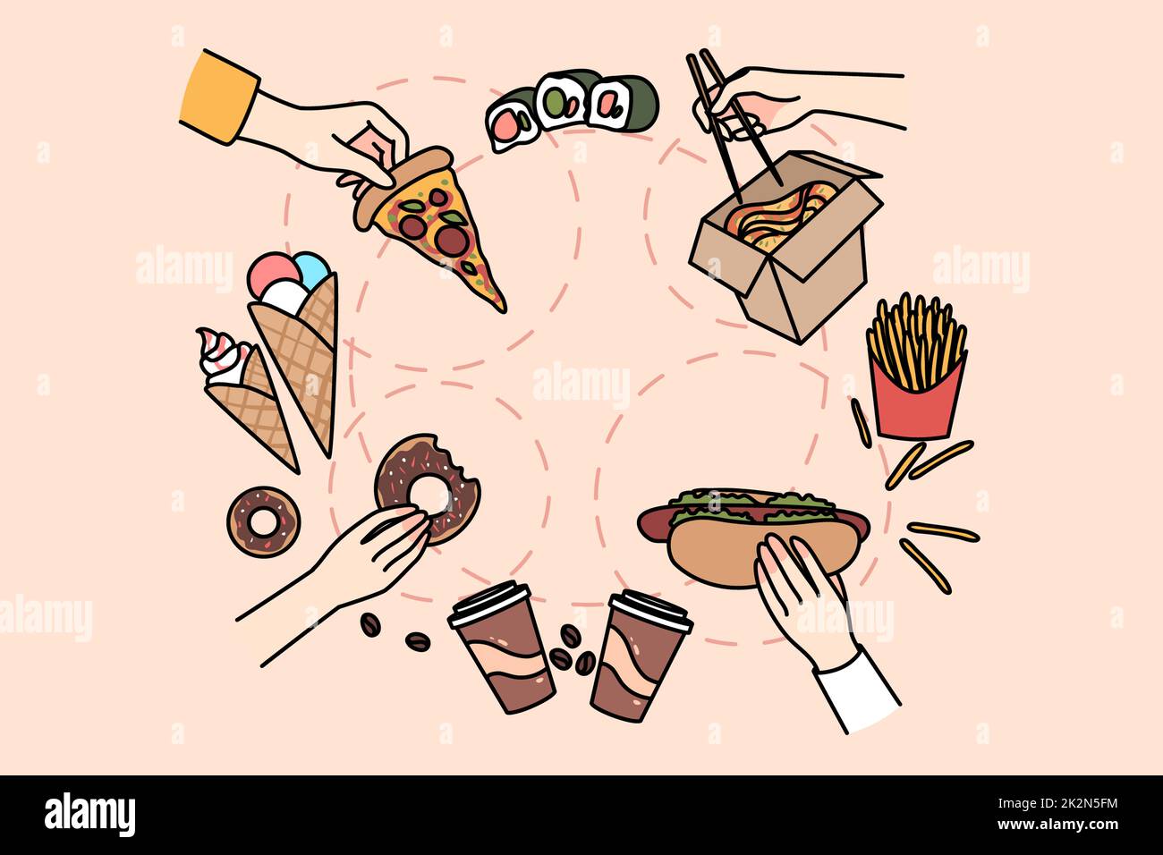 People eating diverse fast food meals Stock Photo - Alamy