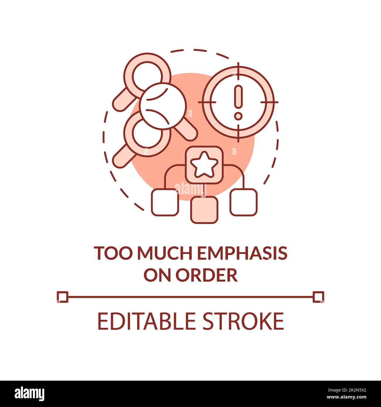 Too much emphasis on order red concept icon Stock Photo - Alamy