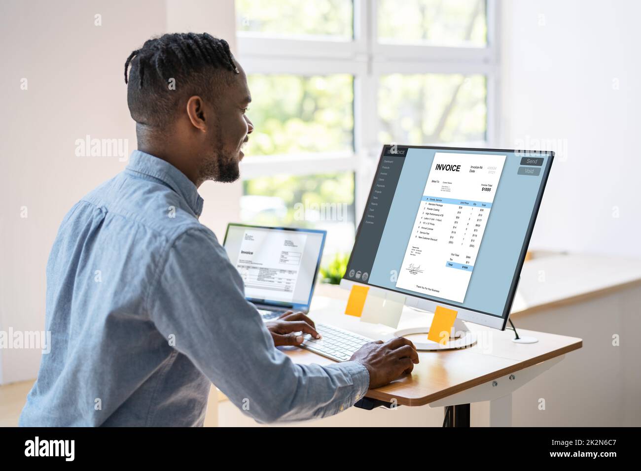 Accountant Using E Invoice Software Calculating Electronic Stock Photo ...