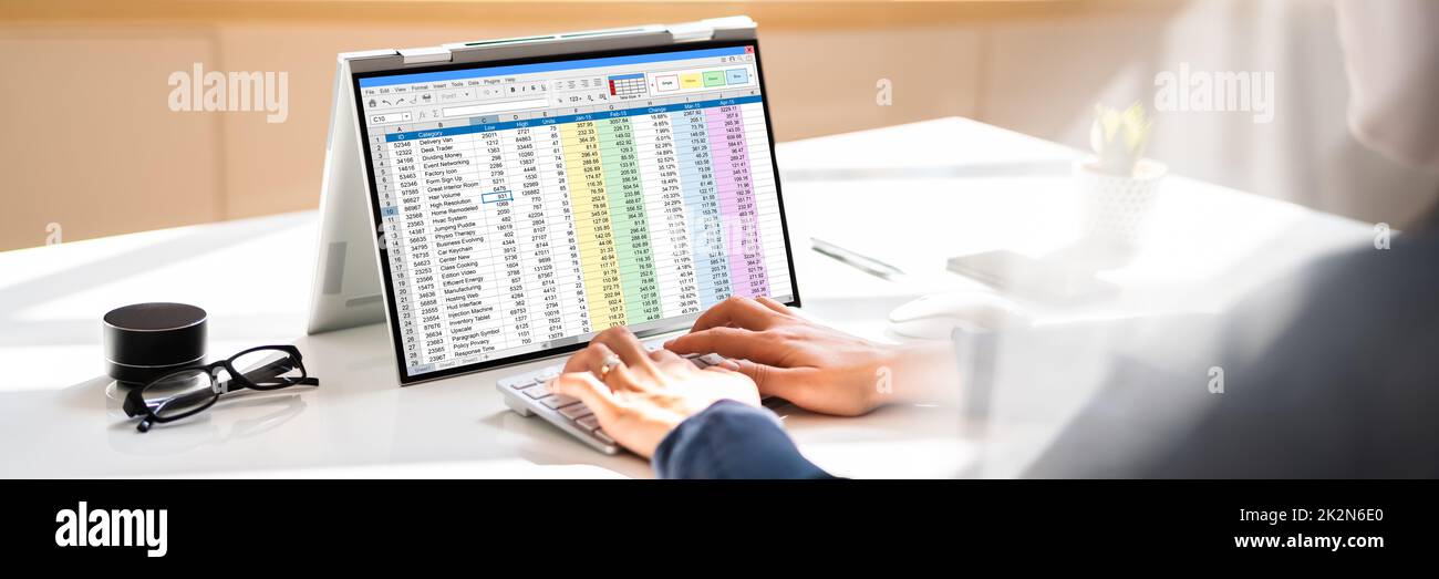 Electronic Spreadsheet Analyst Or Auditor Using Software Stock Photo ...