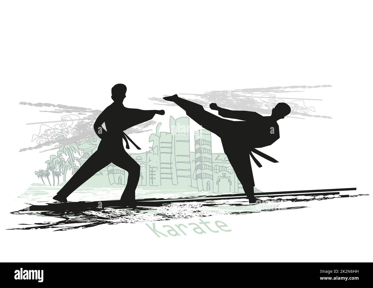 creative abstract illustration of karate fighters Stock Photo - Alamy