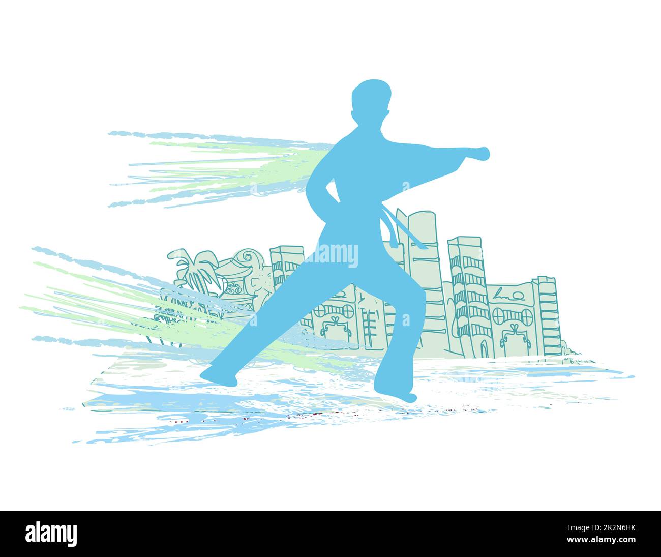 creative abstract illustration of karate fighter Stock Photo - Alamy