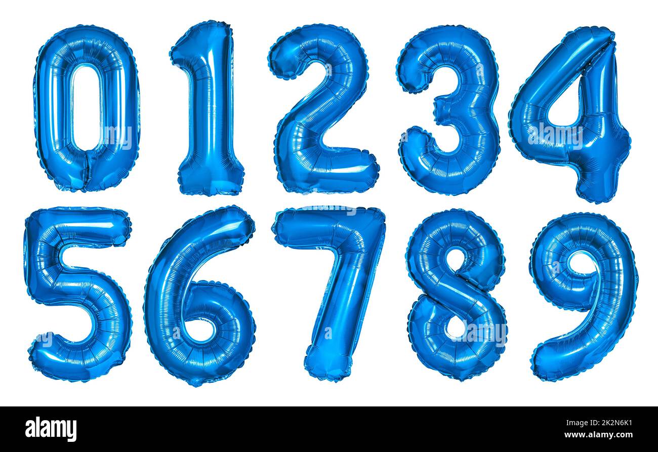 blue metallic balloons in the shape of numbers Stock Photo - Alamy