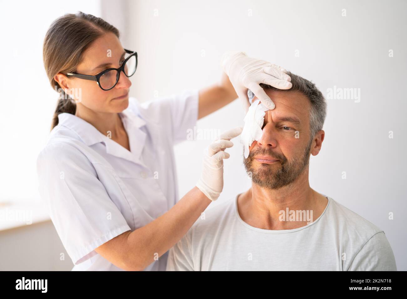 Eye First Aid Care By Doctor. Medicine Plaster Stock Photo - Alamy