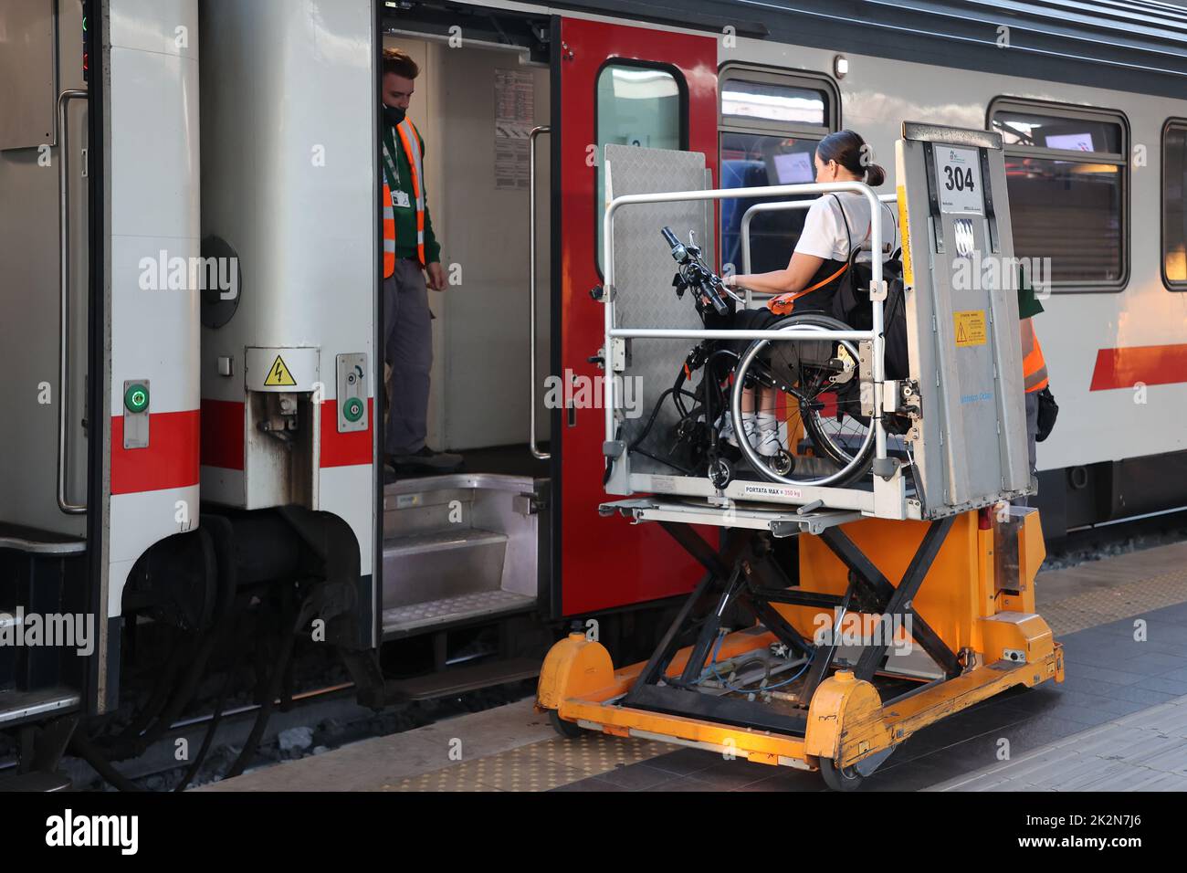 Naples, Italy - September 21, 2022: In the train station a disabled ...
