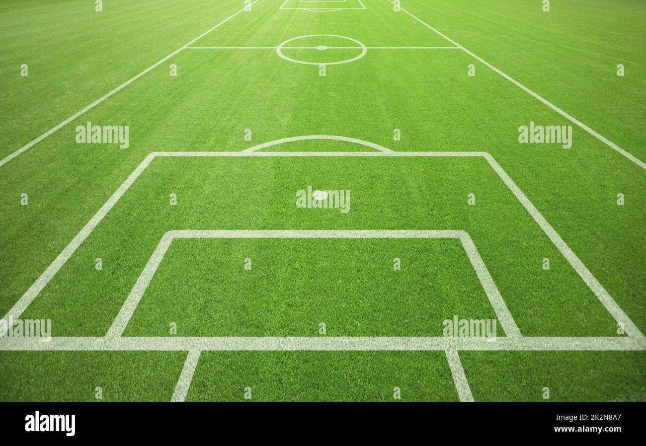 Soccer field with green grass. Sport lawn background Stock Photo - Alamy