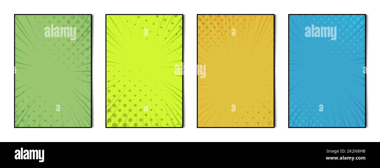 Set of 4 pcs abstract backgrounds comic zoom texture for advertising ...