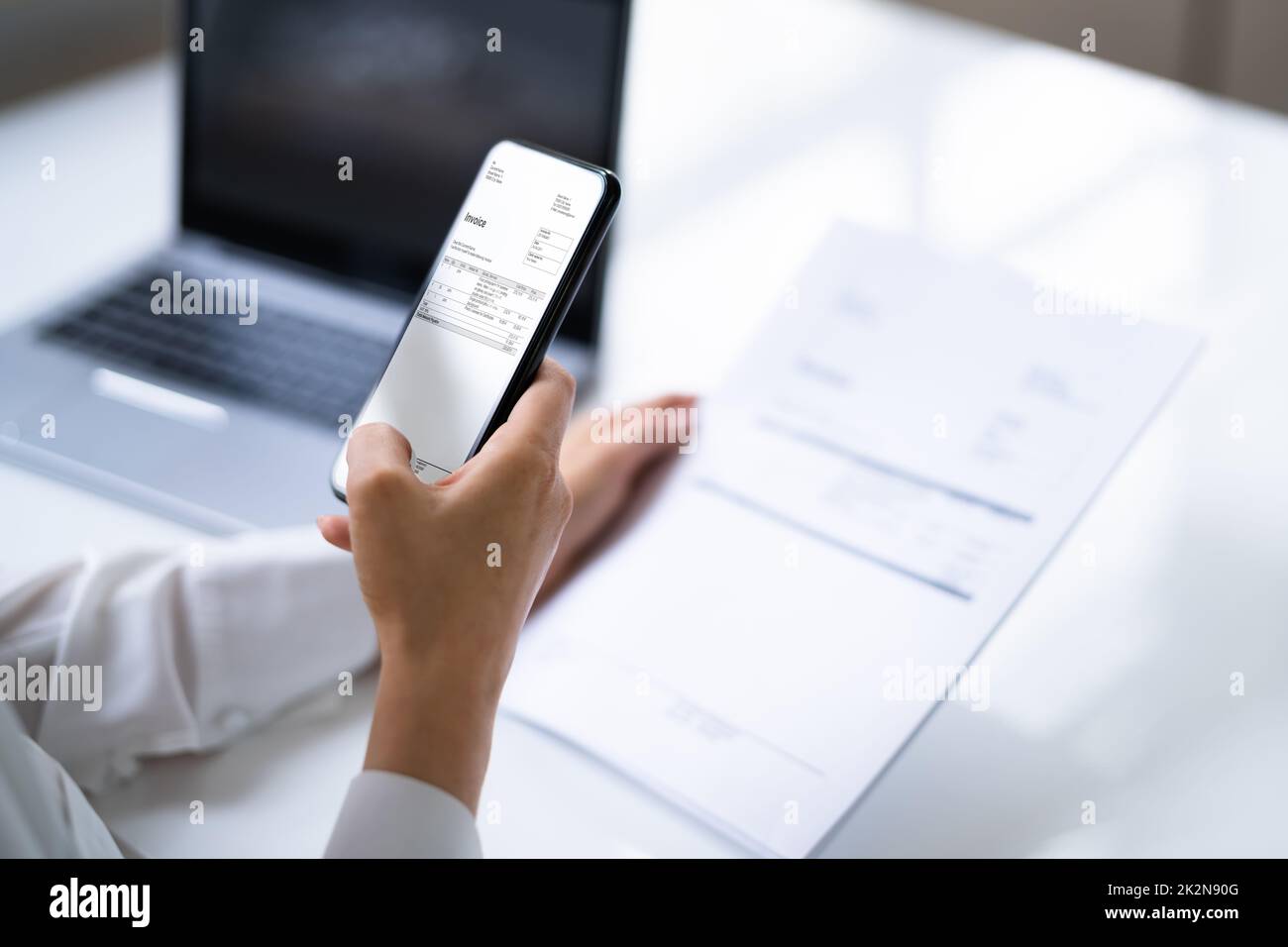 Taking Document Picture Or Photo With Phone Stock Photo - Alamy