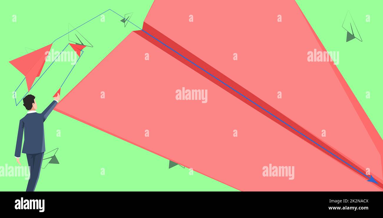 Man in suit sending paper airplane flying symbolizing creative thinking ...