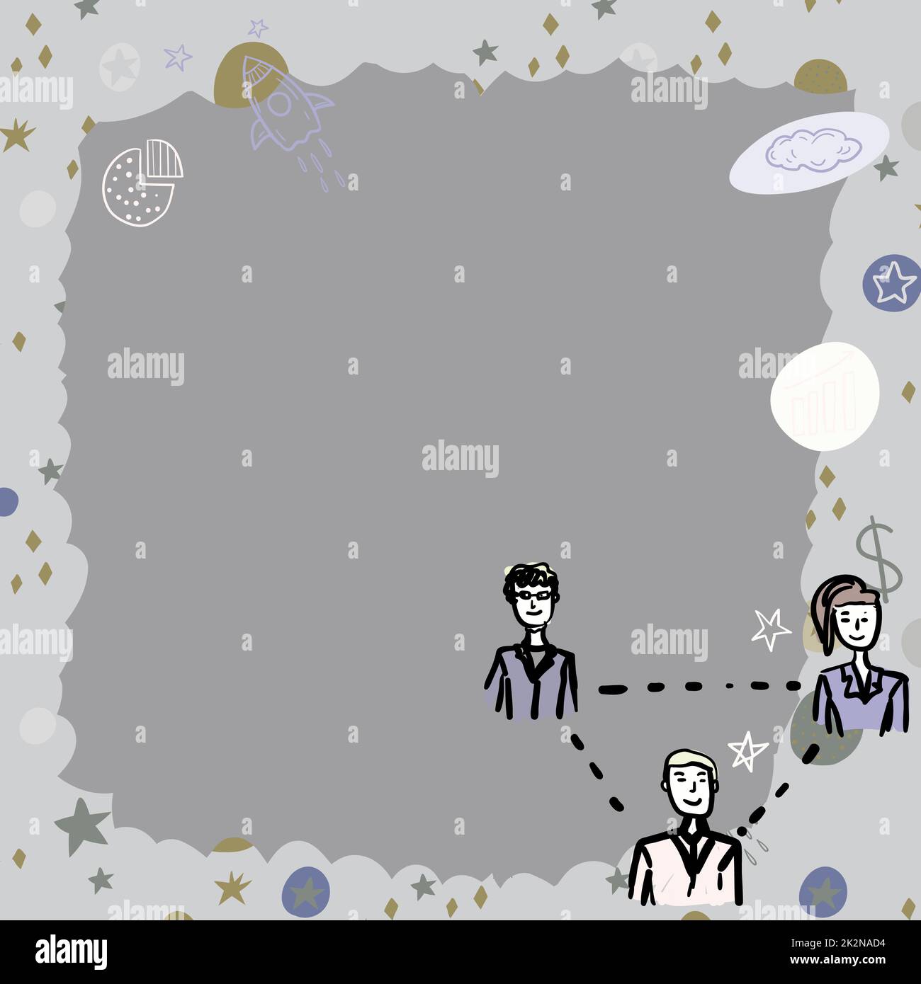 Blank frame decorated with colorful stars and business financial ...