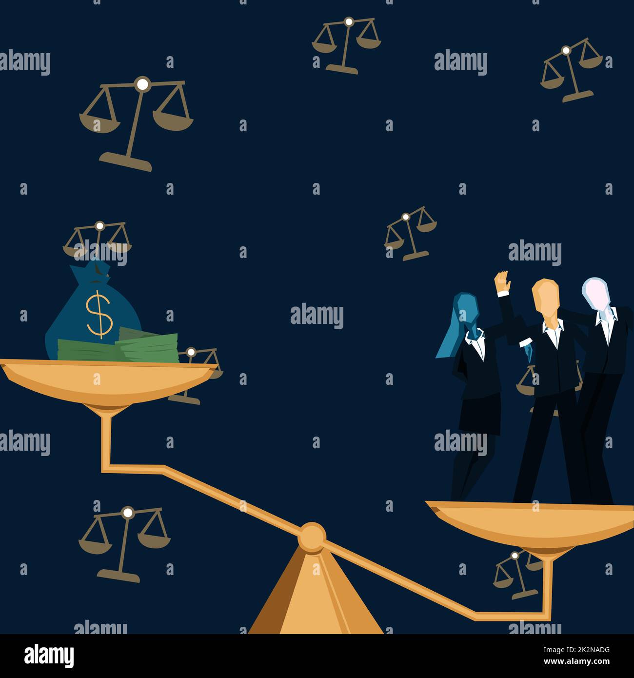 Weight scale presenting workers value over money. Colleagues achieving ...