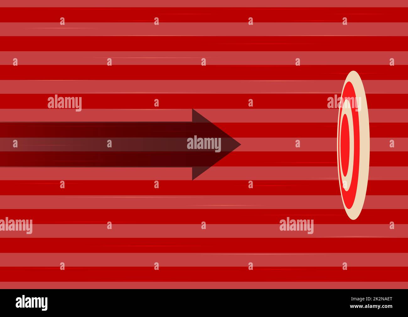 Arrow moving quickly towards aim target representing achieving goal ...