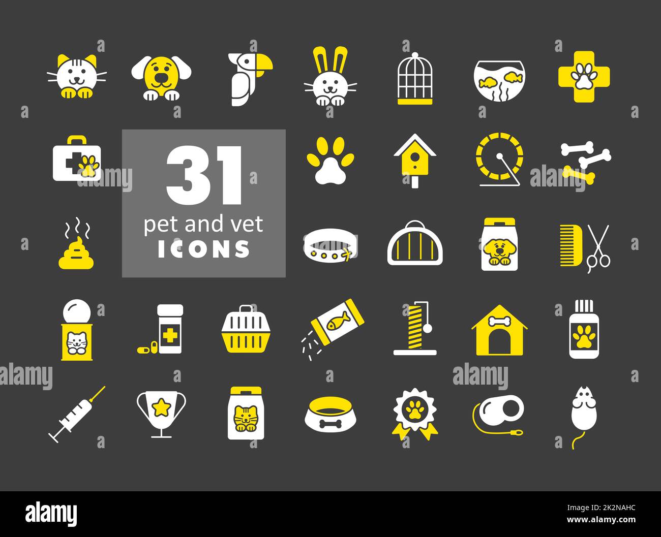 Pet and vet vector icon set Stock Photo - Alamy