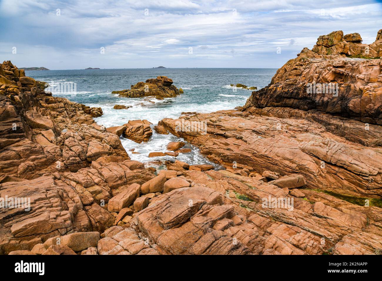 Pink granite coast landscape in Bretagny France Stock Photo - Alamy