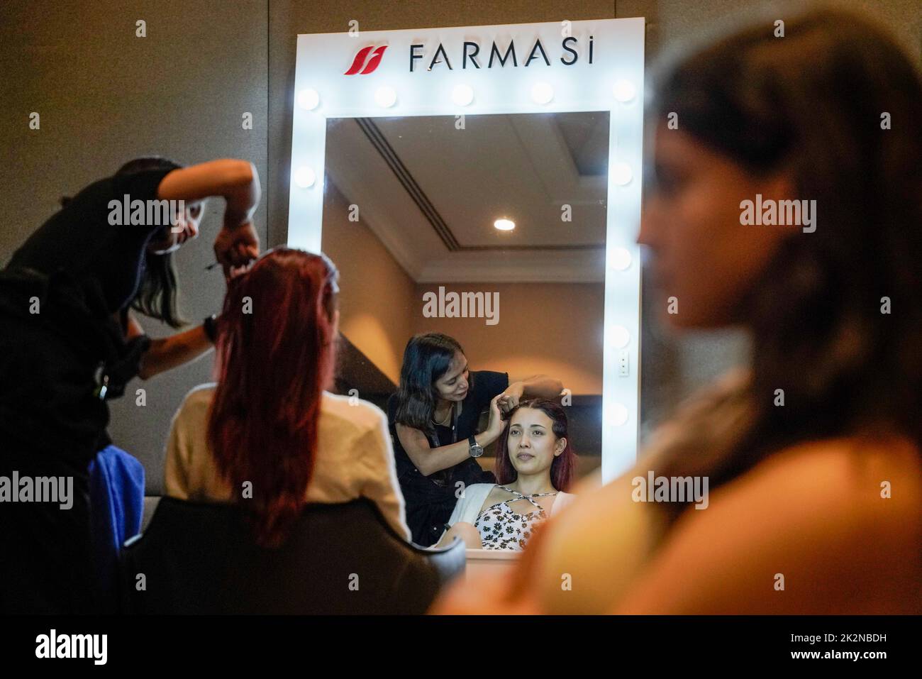 Kathmandu, Nepal. 23rd Sep, 2022. Hairstylists and make-up artists ...