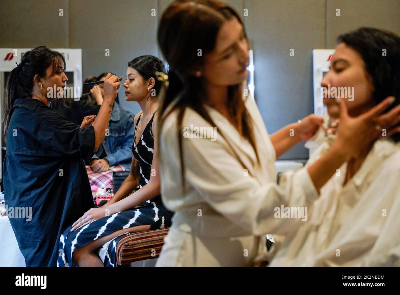 Kathmandu, Nepal. 23rd Sep, 2022. Hairstylists and make-up artists ...