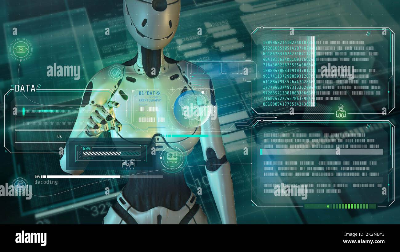 Data processing in virtual digital space, 3D render Stock Photo - Alamy