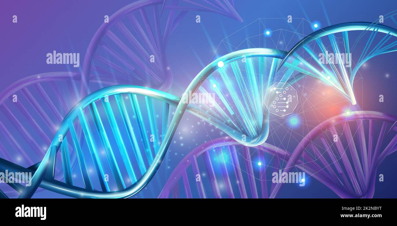Luminous double helix strands of abstract DNA Stock Photo - Alamy