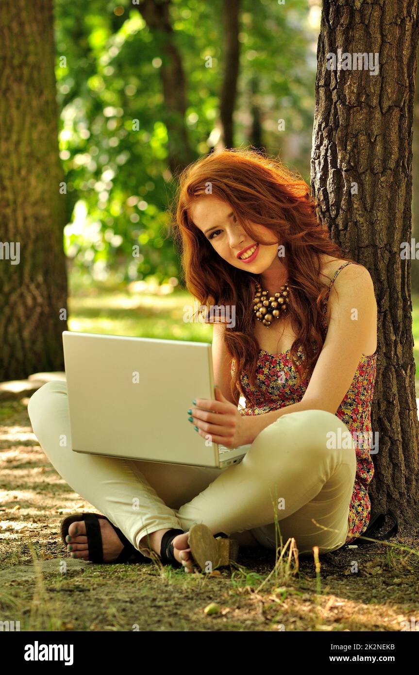 beauty, girl, laptop, mobile, redhead, young,pure beauty, natural ...