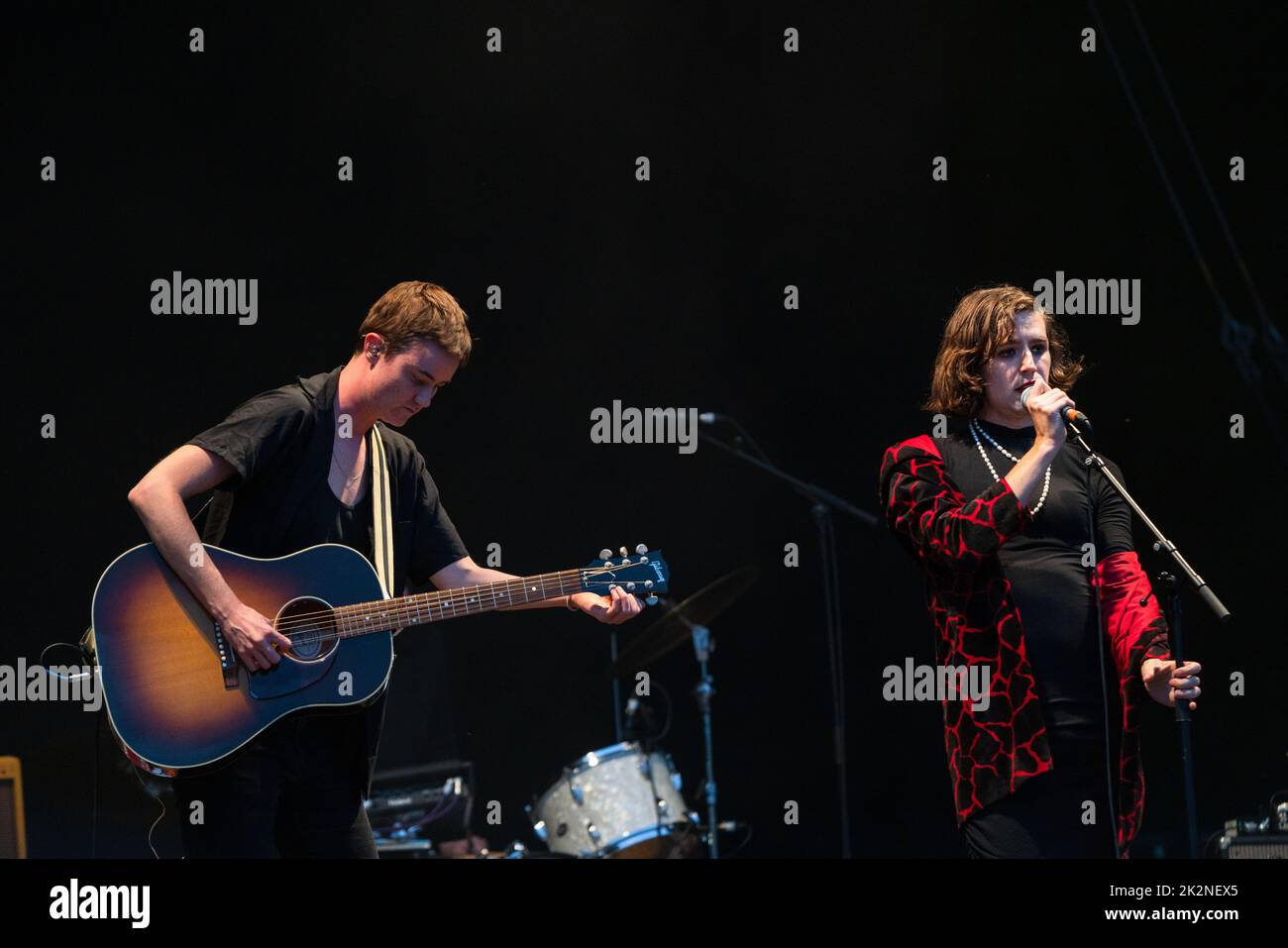 Ezra Furman plays the Mountain Stage at the Green Man Festival 2022 in ...