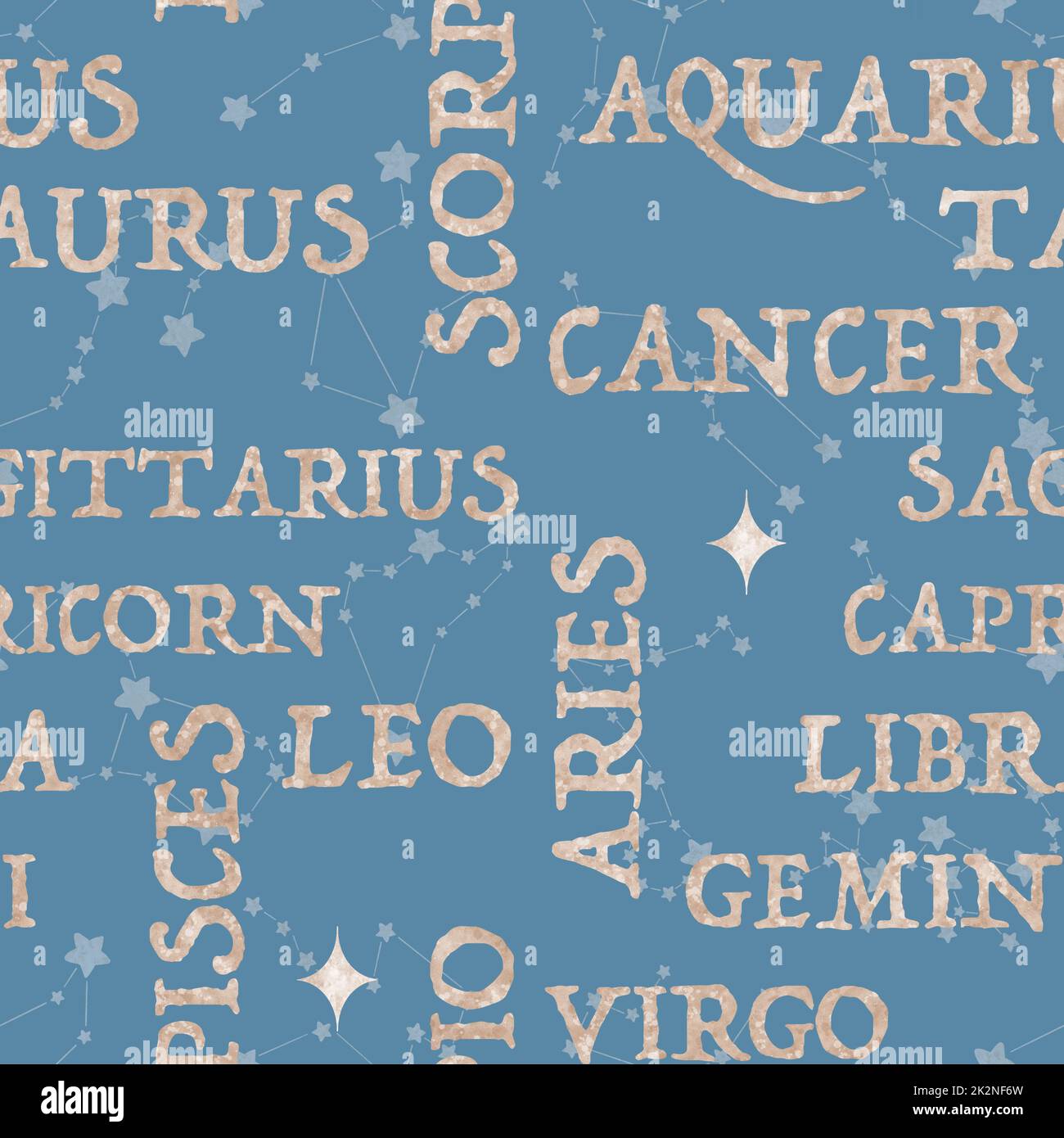 Zodiac constellations names seamless pattern Stock Photo - Alamy