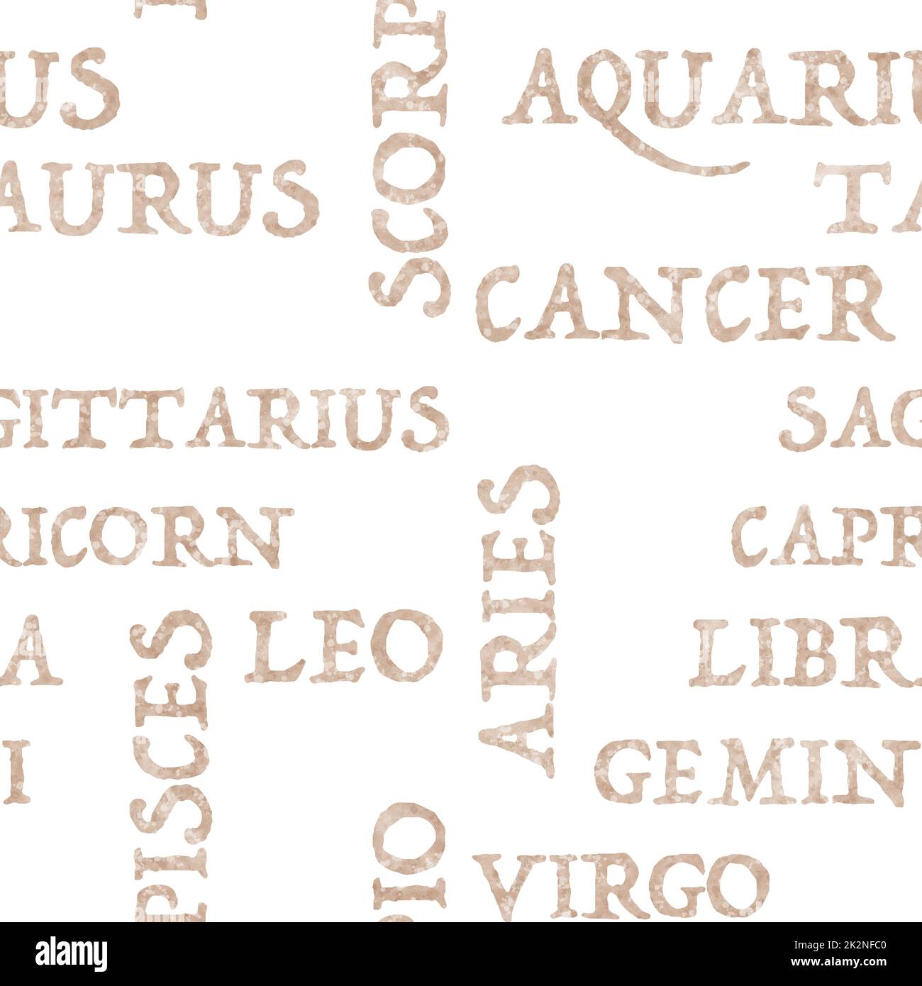 Zodiac constellations names seamless pattern. Watercolor pattern Zodiac ...