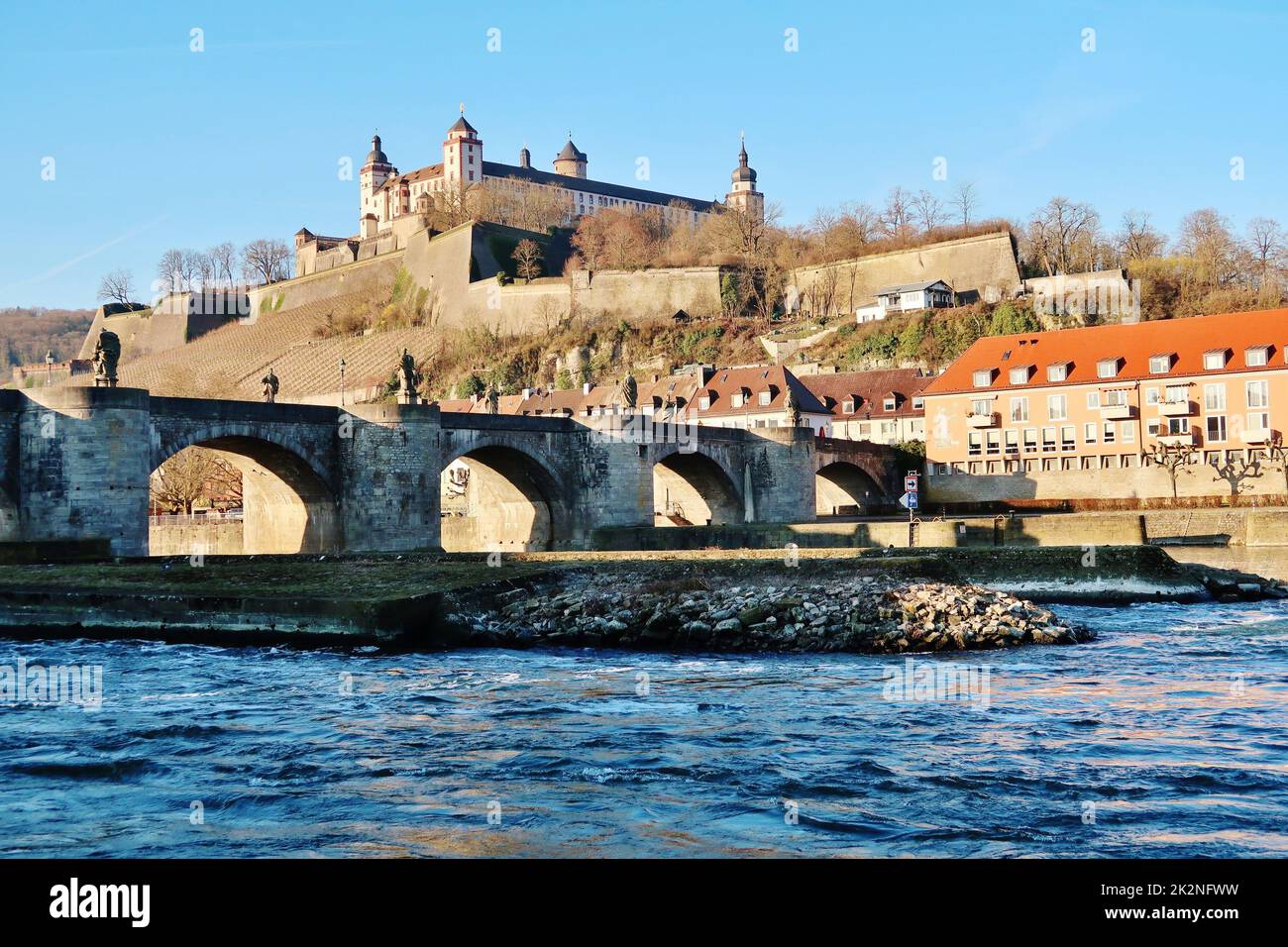 WÃ¼rzburg, Old Main Bridge and Marienberg Fortress Stock Photo - Alamy