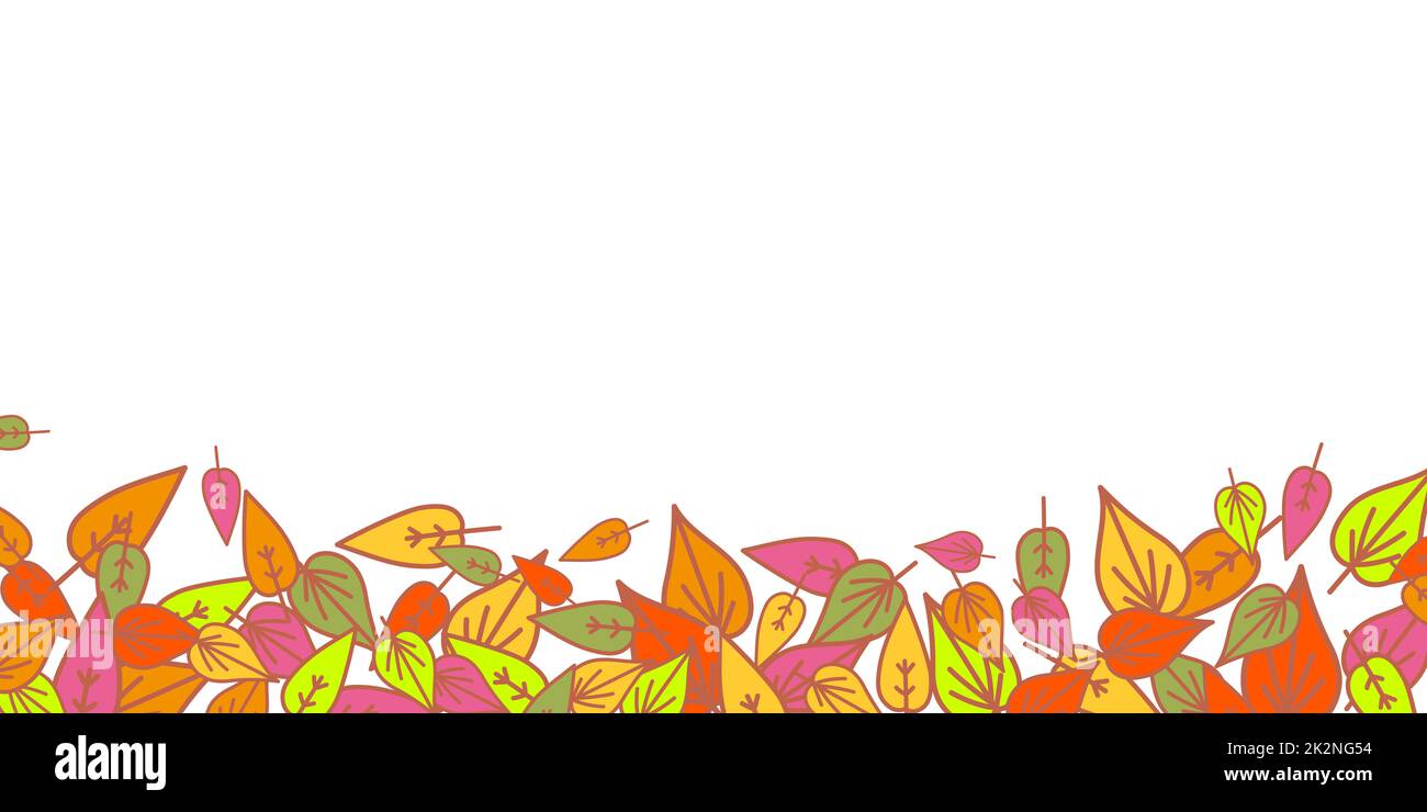 leaves background - Autumn design - line art style theme Stock Photo ...