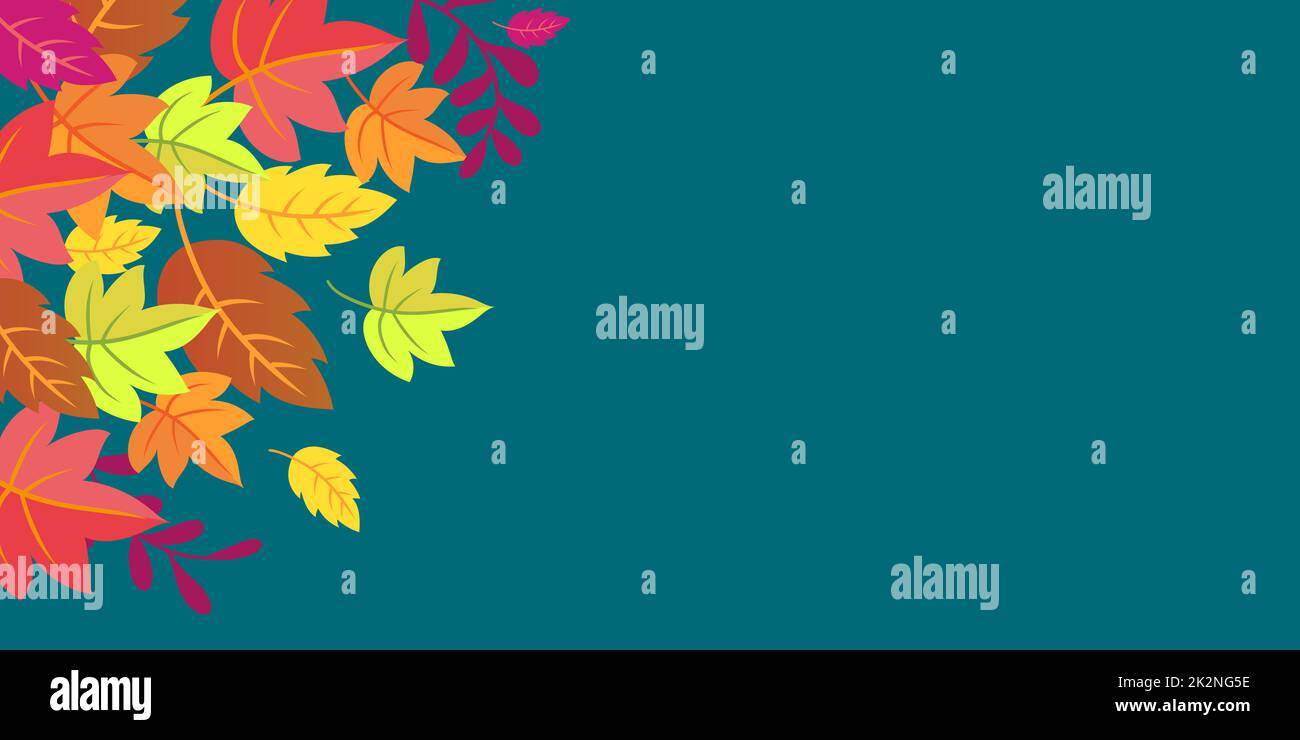 leaves background - Autumn design - line art style theme Stock Photo ...