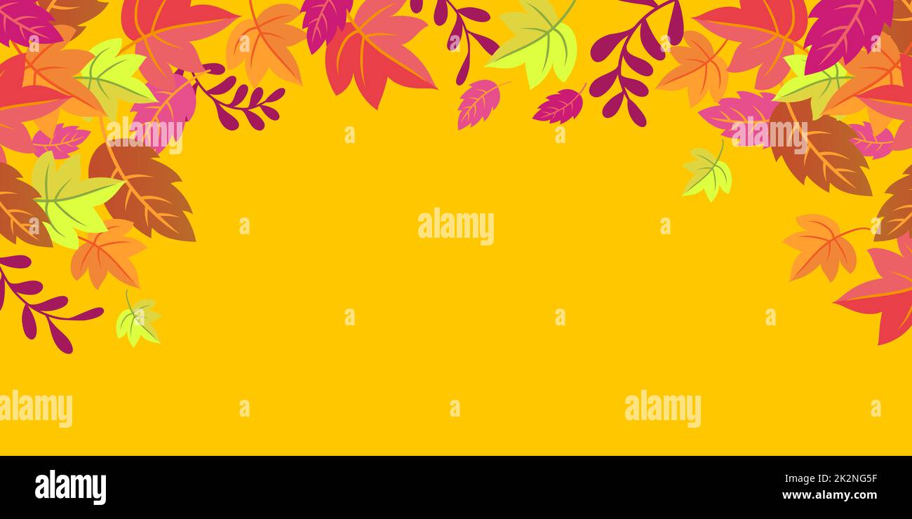 leaves background - Autumn design - line art style theme Stock Photo ...