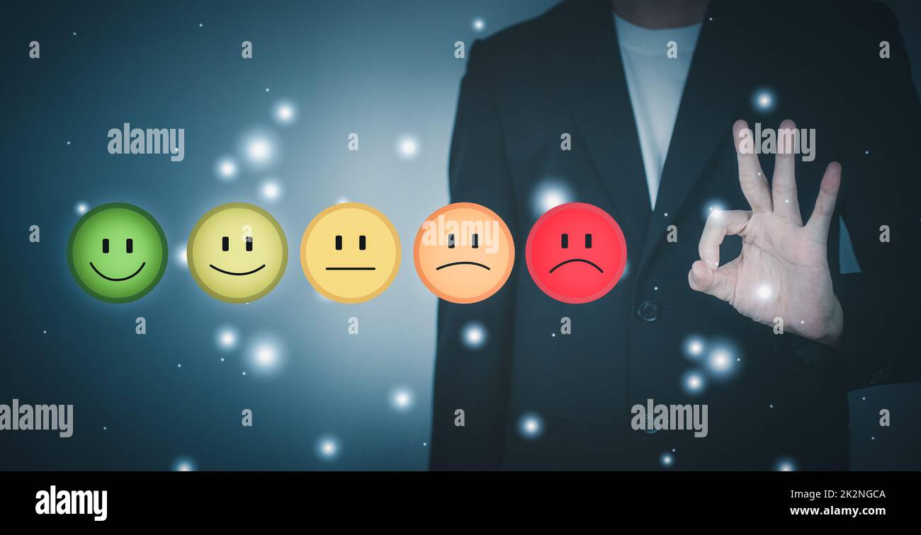 Customer service evaluation and satisfaction. Smile rating to feedback ...