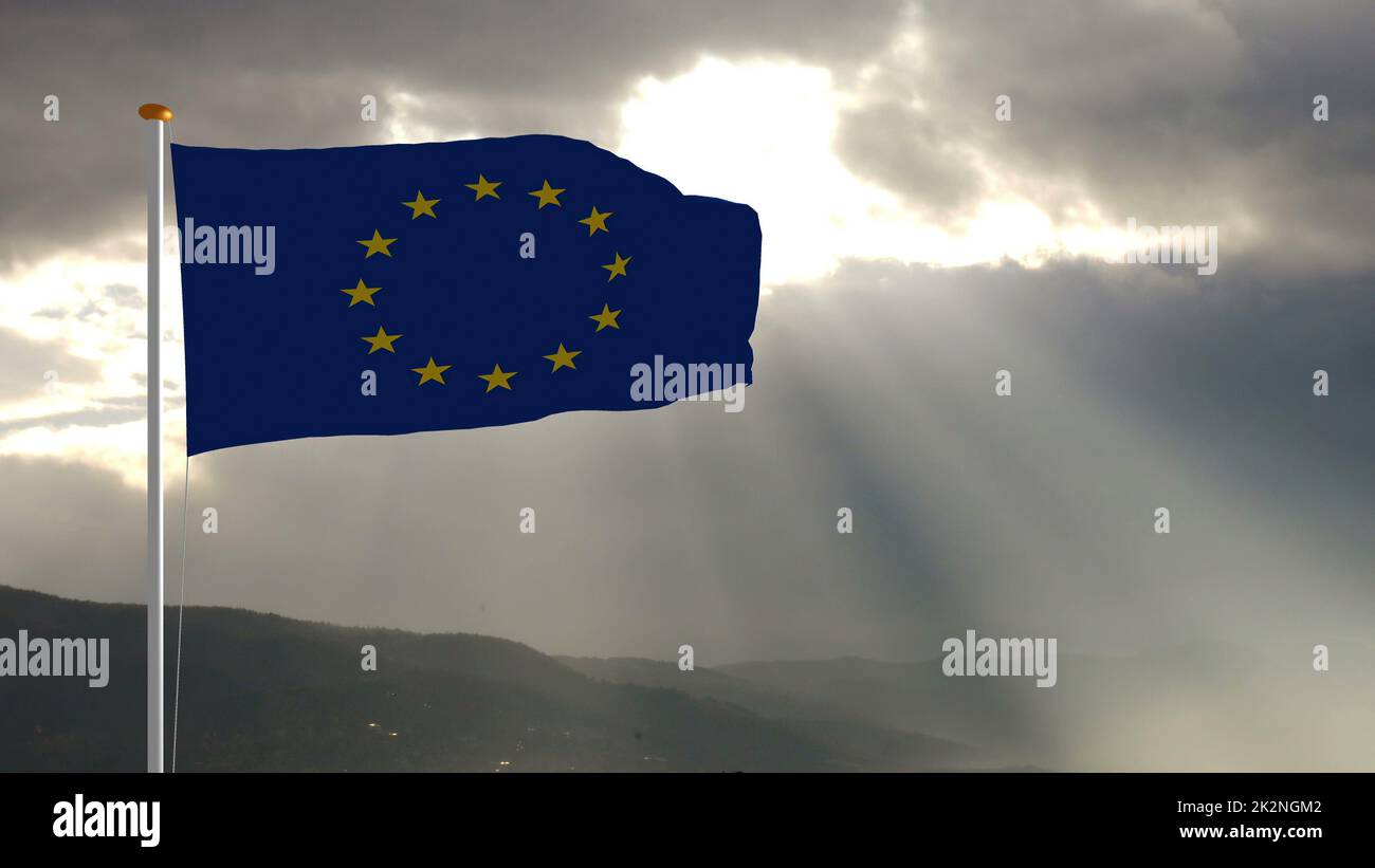EU Flag waving against clouds Stock Photo - Alamy