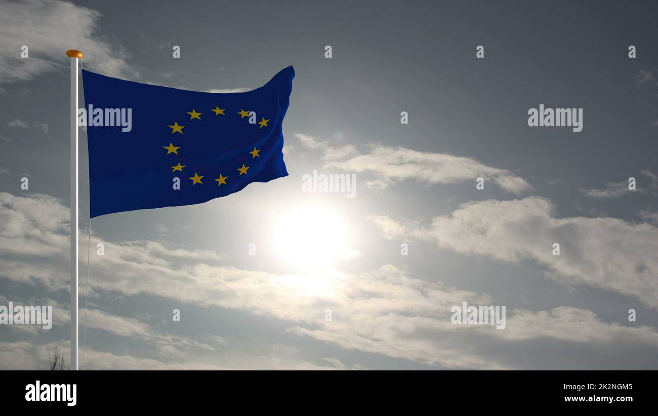 EU Flag waving against clouds Stock Photo - Alamy