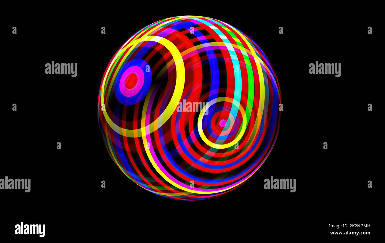 3D illustration of Colorful sphere over black Stock Photo - Alamy