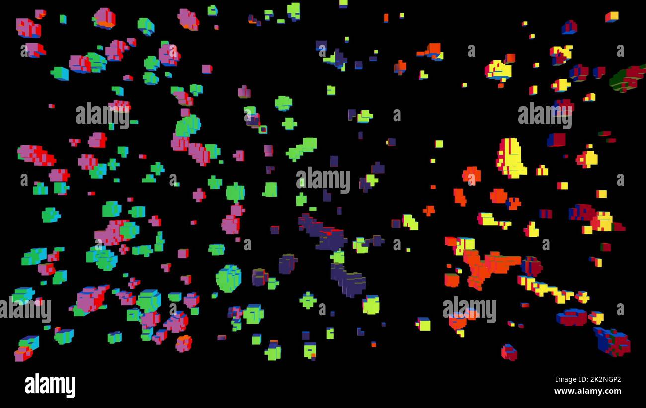 3D pixel blocks over black Stock Photo - Alamy