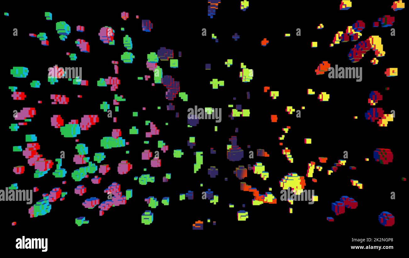 3D pixel blocks over black Stock Photo - Alamy