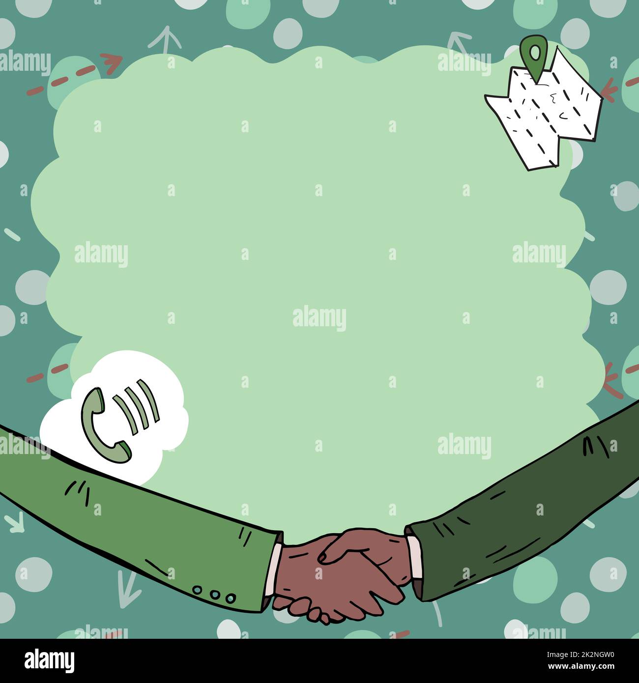 Blank frame decorated with communication harmony symbols. Empty poster ...