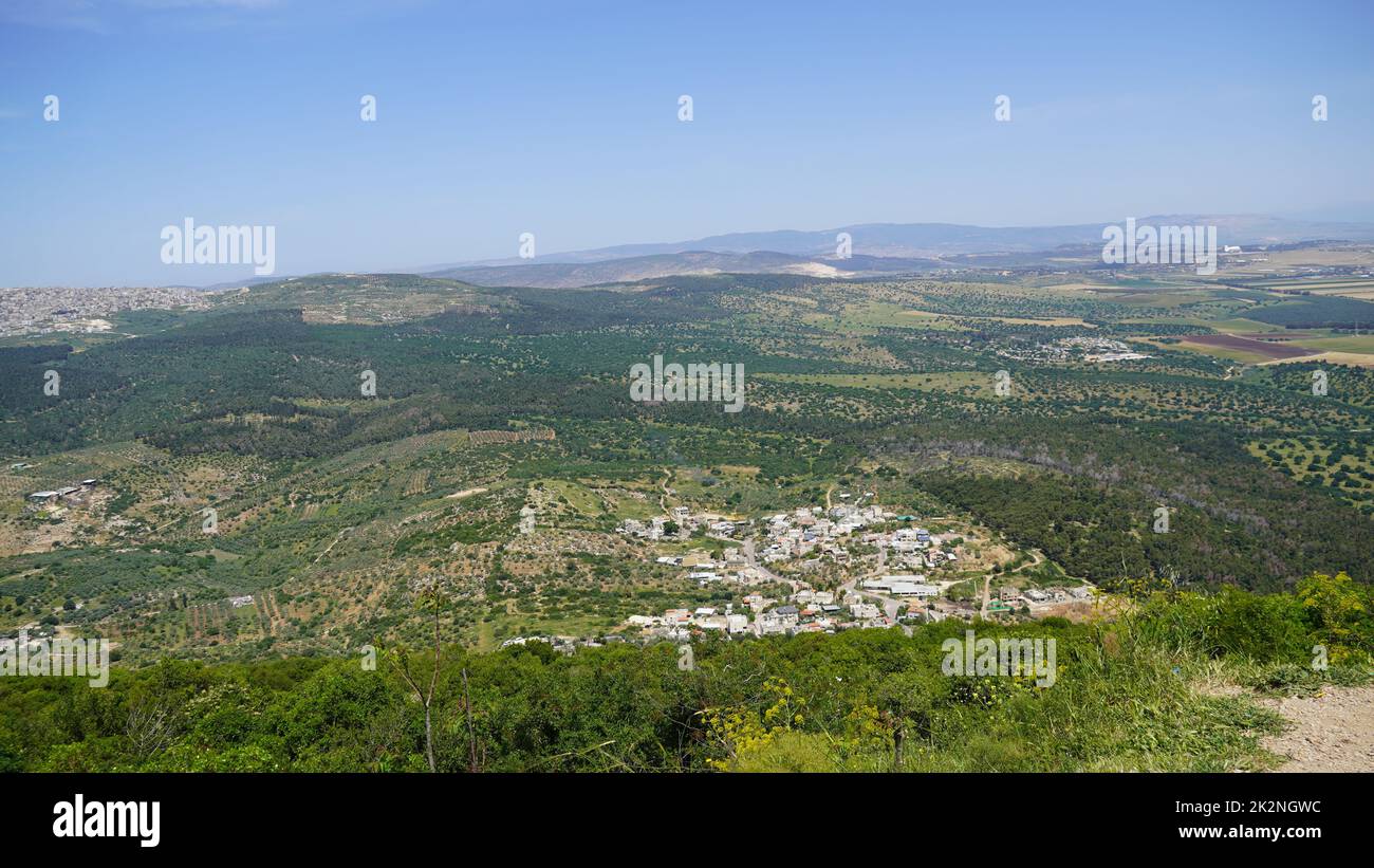 A view near a Deir Al-Mukhraqa Carmelite Monastery on the adjacent ...