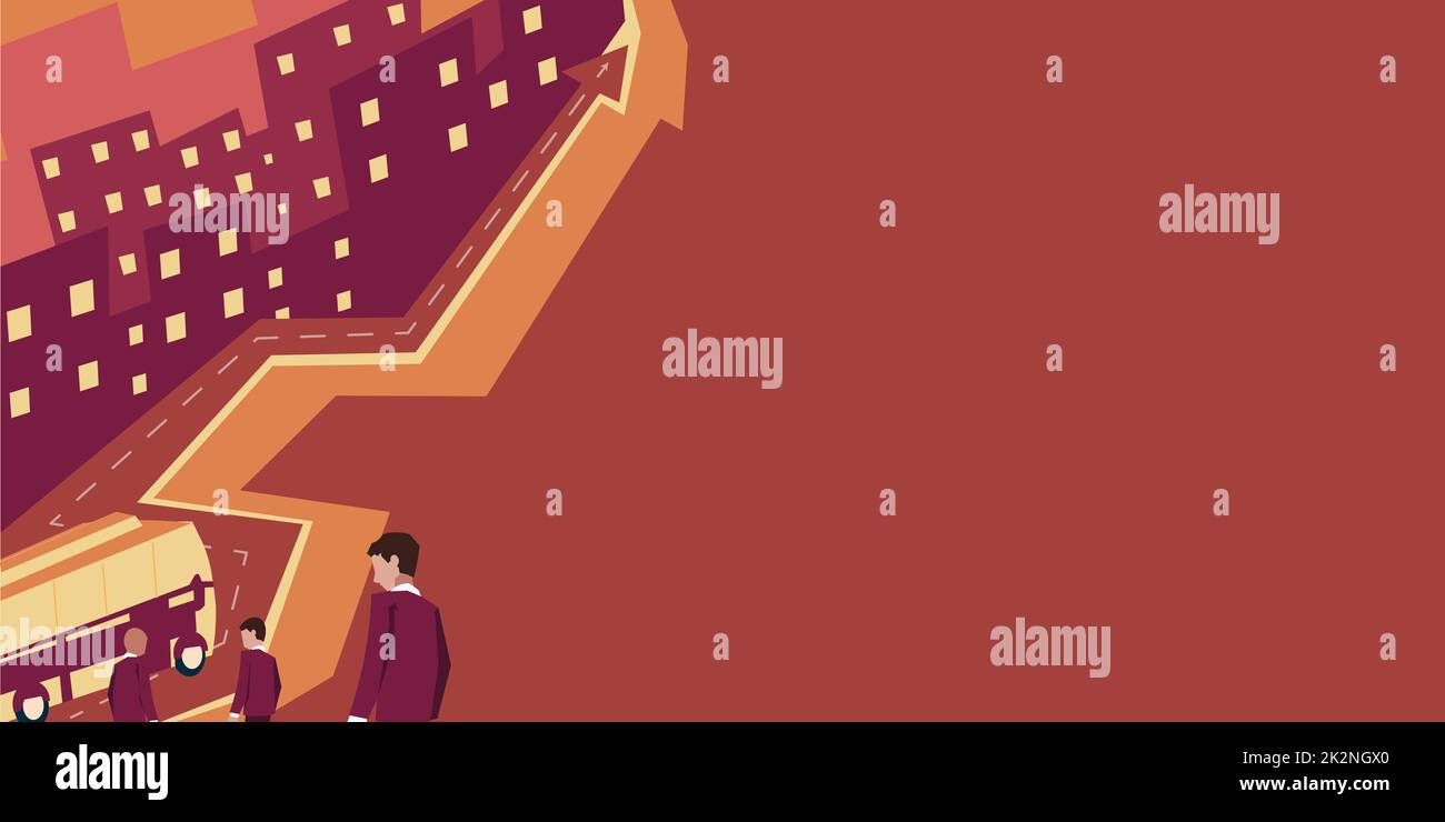 Teamwork for success. Bus business retreat trip for working ...