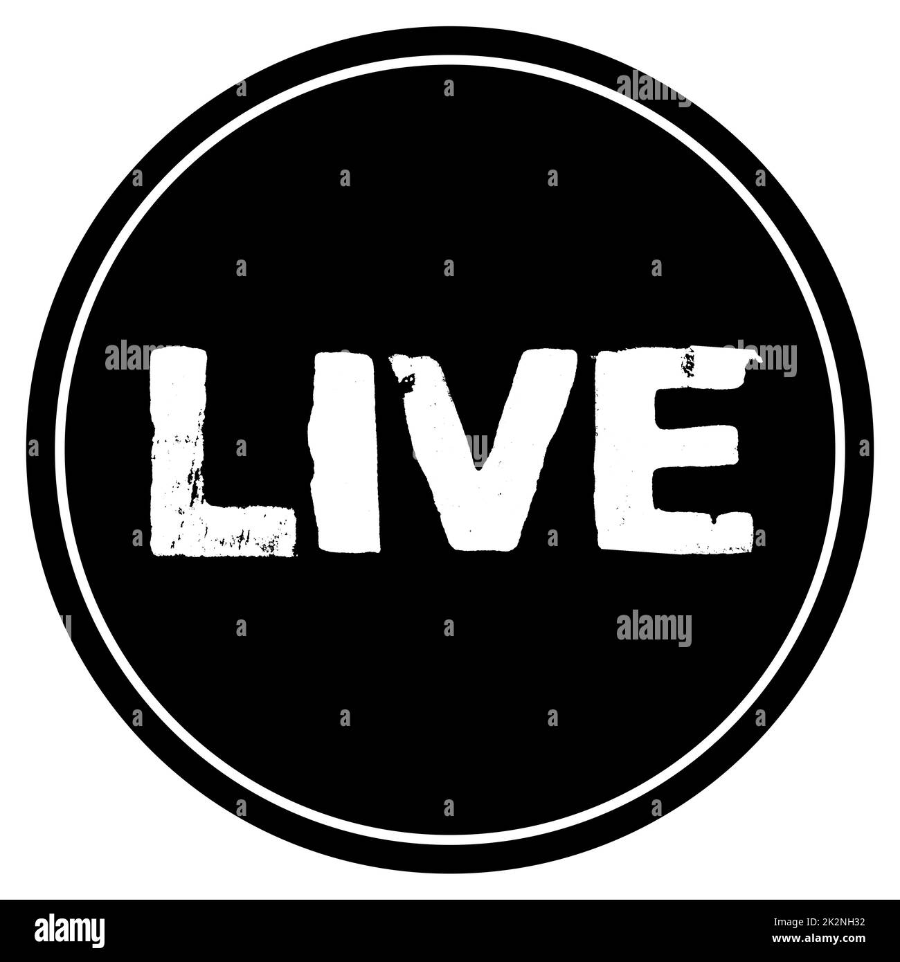 Live Symbol on black Button with white frame Stock Photo - Alamy