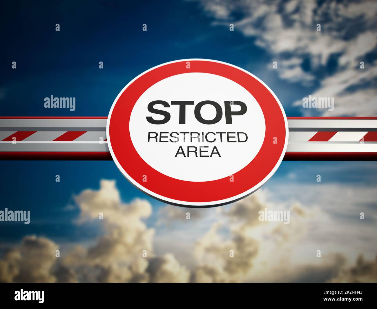 Gate barrier system with stop sign. 3D illustration Stock Photo - Alamy
