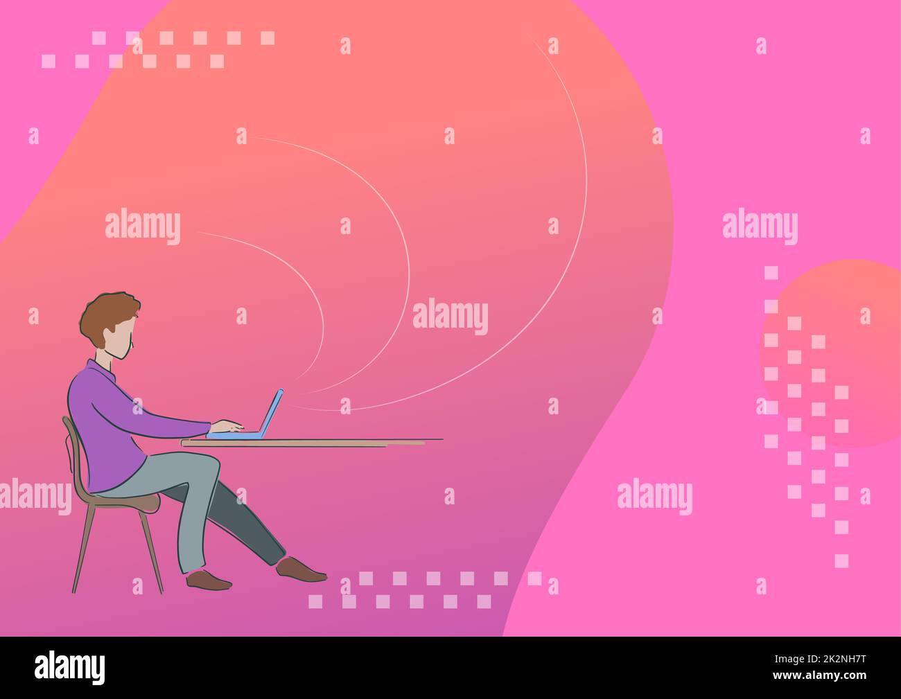 Person sitting desk using computer working towards reaching goals ...