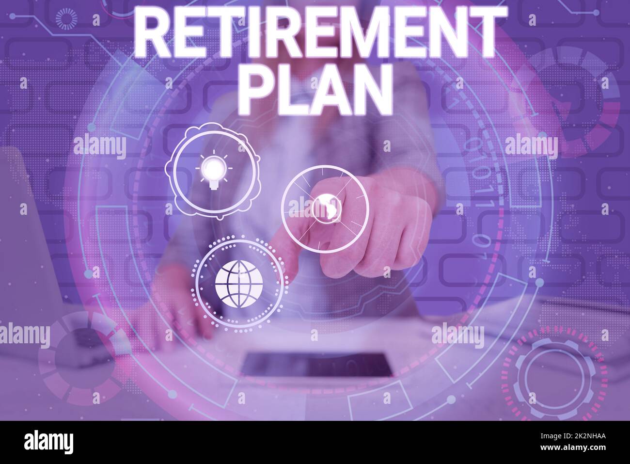 Conceptual display Retirement Plan. Business approach saving money in ...