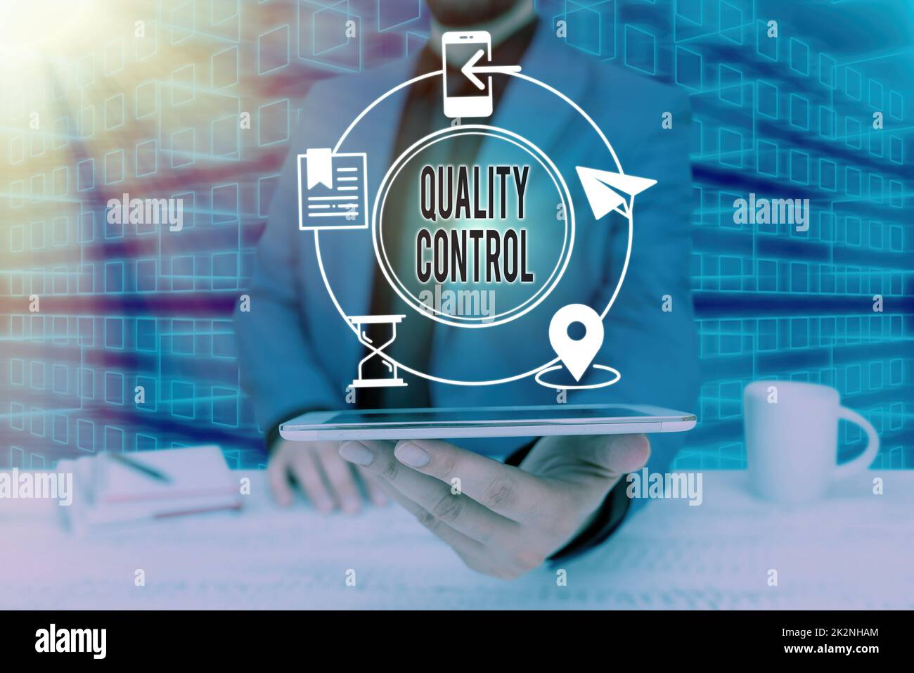 Sign displaying Quality Control. Internet Concept insure that product ...