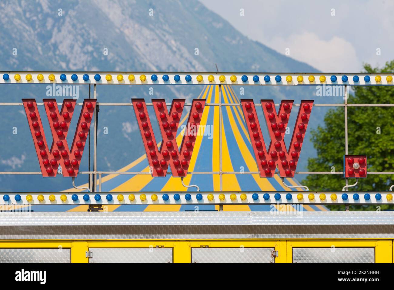world wide web circus neon sign www Stock Photo - Alamy