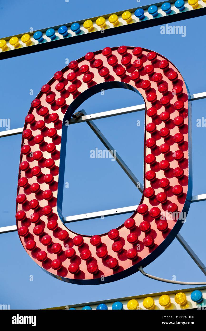 O letter circus neon sign Stock Photo - Alamy
