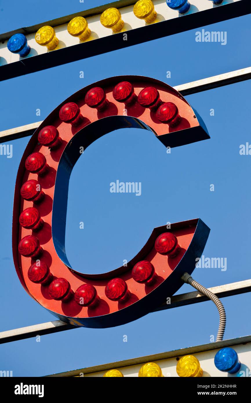 C letter circus neon sign Stock Photo - Alamy